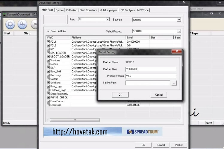How to use research download tool to create Unisoc / Spreadtrum pac file