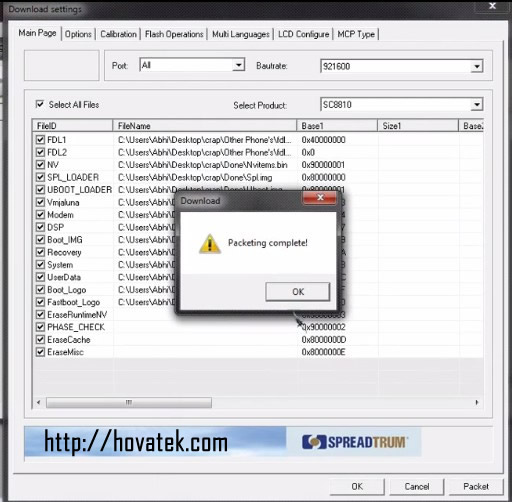 How to use research download tool to create Unisoc / Spreadtrum pac file