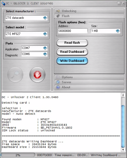 How to flash or write a new Dashboard to a ZTE Modem