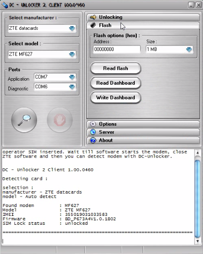 How to flash or write a new Dashboard to a ZTE Modem
