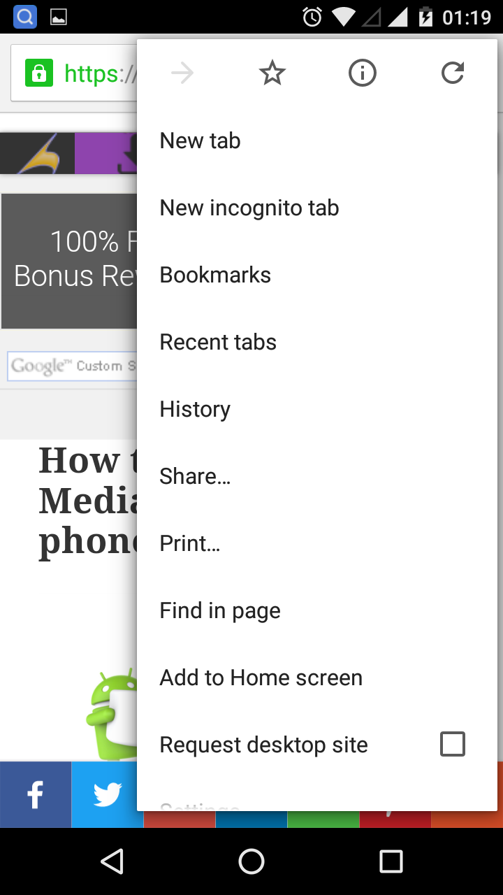 How to save a page for offline reading in Google Chrome for Android