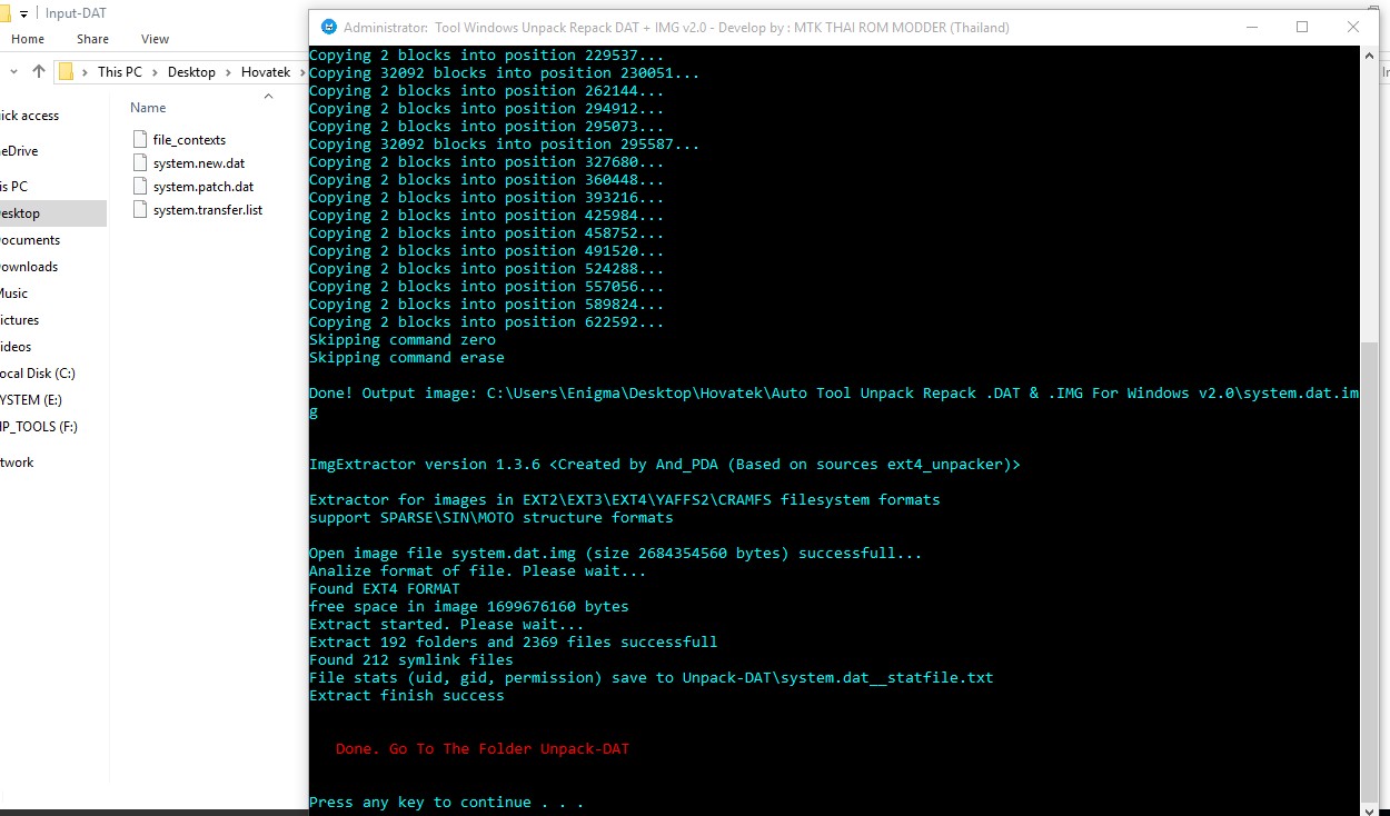How to unpack & repack system (.img or .new.dat) in Windows
