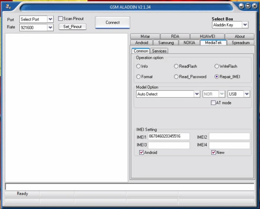 How to use GSM Aladdin to write IMEI to an MTK Smartwatch