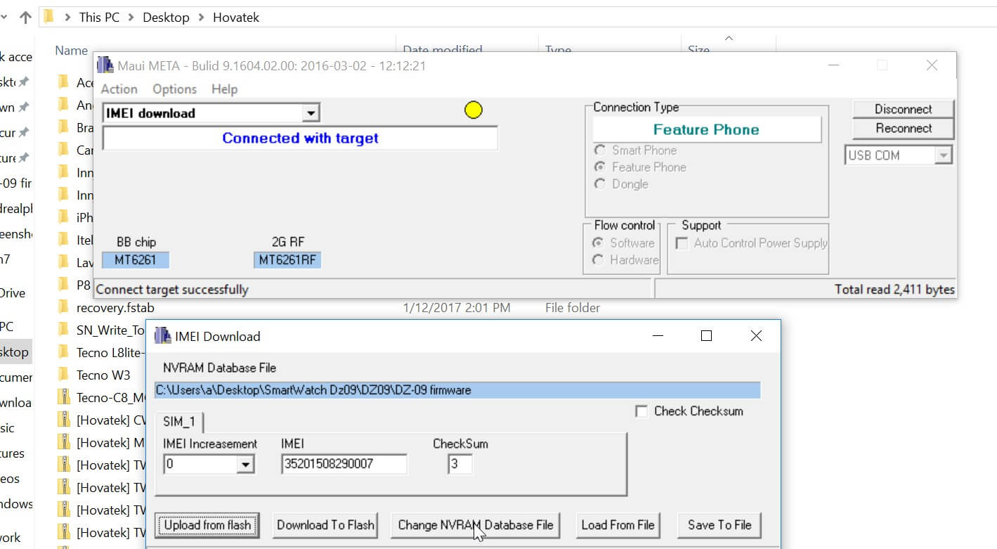 How to use Maui Meta to write IMEI to a Mediatek Smartwatch