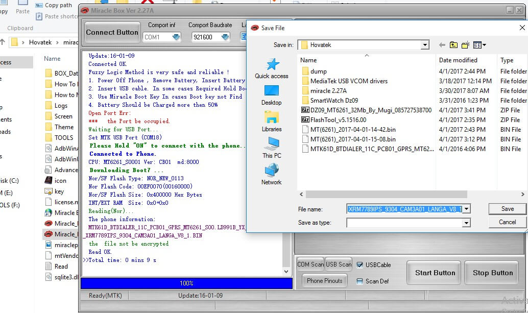 How to use Miracle Box to backup MTK smartwatch firmware