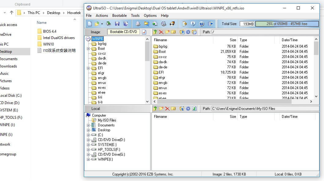 How to use Ultra ISO to create bootable USB for a dual OS tablet