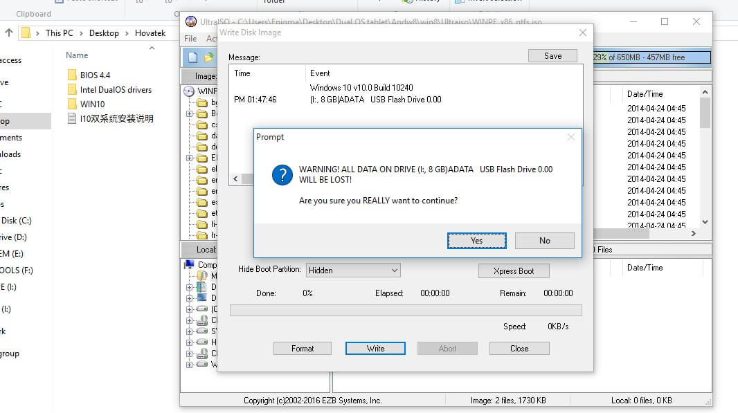 How to use Ultra ISO to create bootable USB for a dual OS tablet