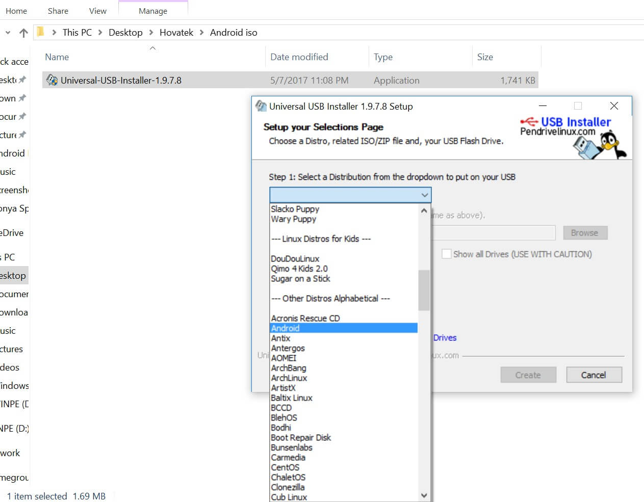 How to use Universal USB Installer to create a bootable USB
