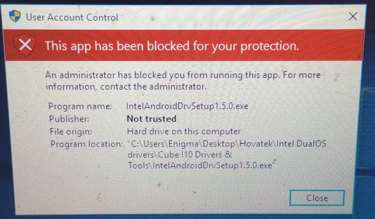 How to fix "This app has been blocked for your protection" in Windows