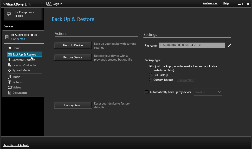 How to Backup and Restore Blackberry 10 Devices with Blackberry Link ...