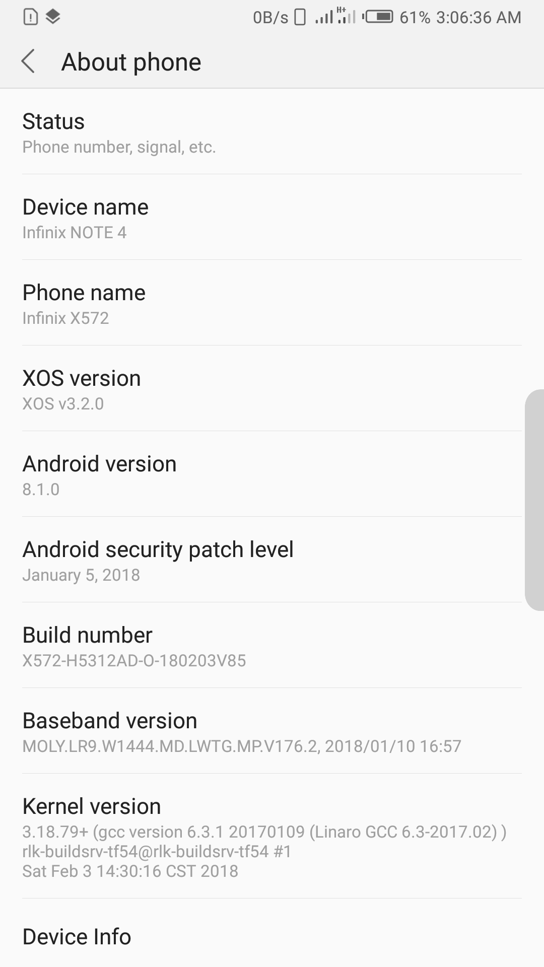Infinix Note 4 receives Android Oreo (X572-H5312AD-O-180203V85) OTA update – Hovatek Blog