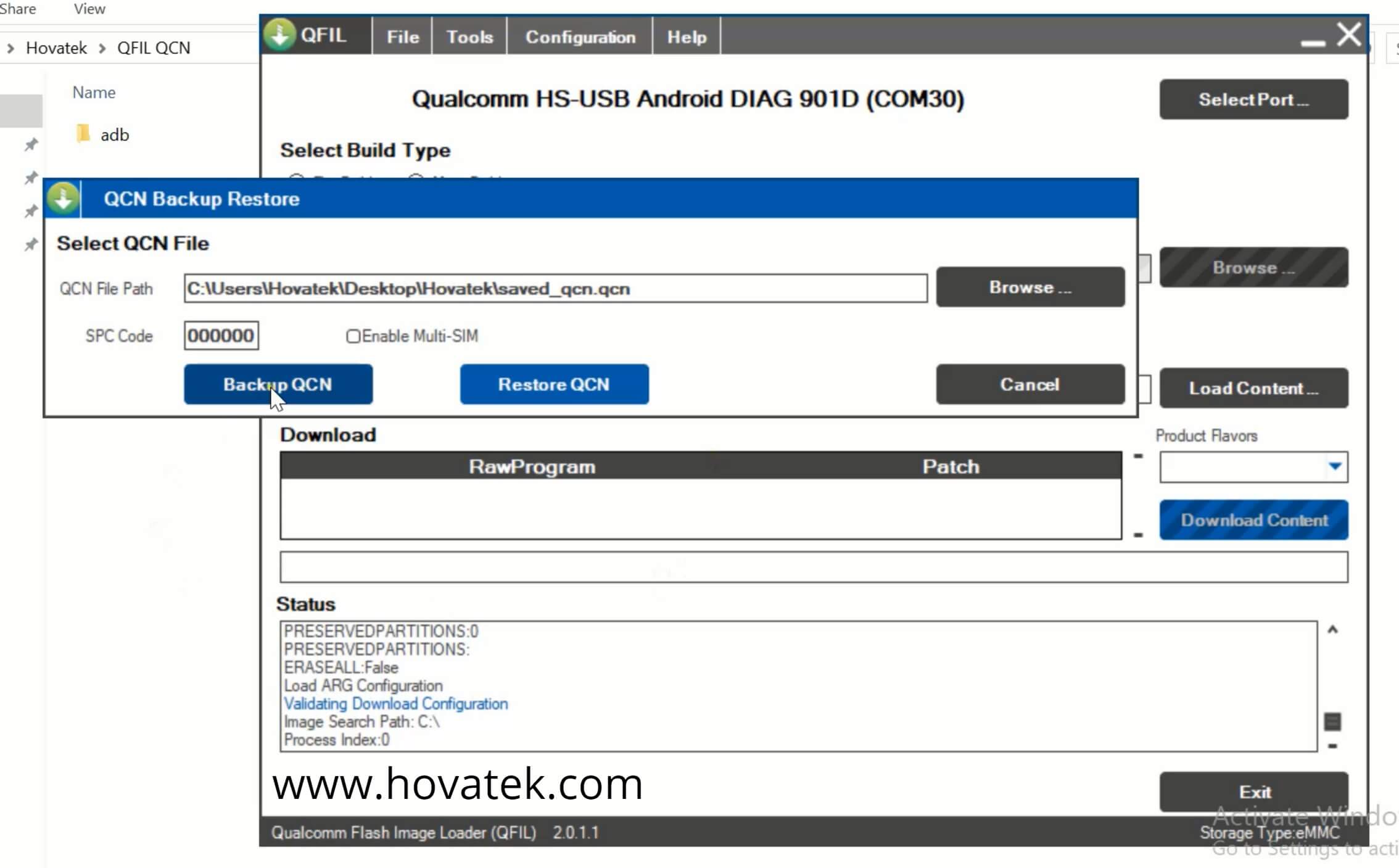 How to use QFIL to backup & restore QCN to Qualcomm