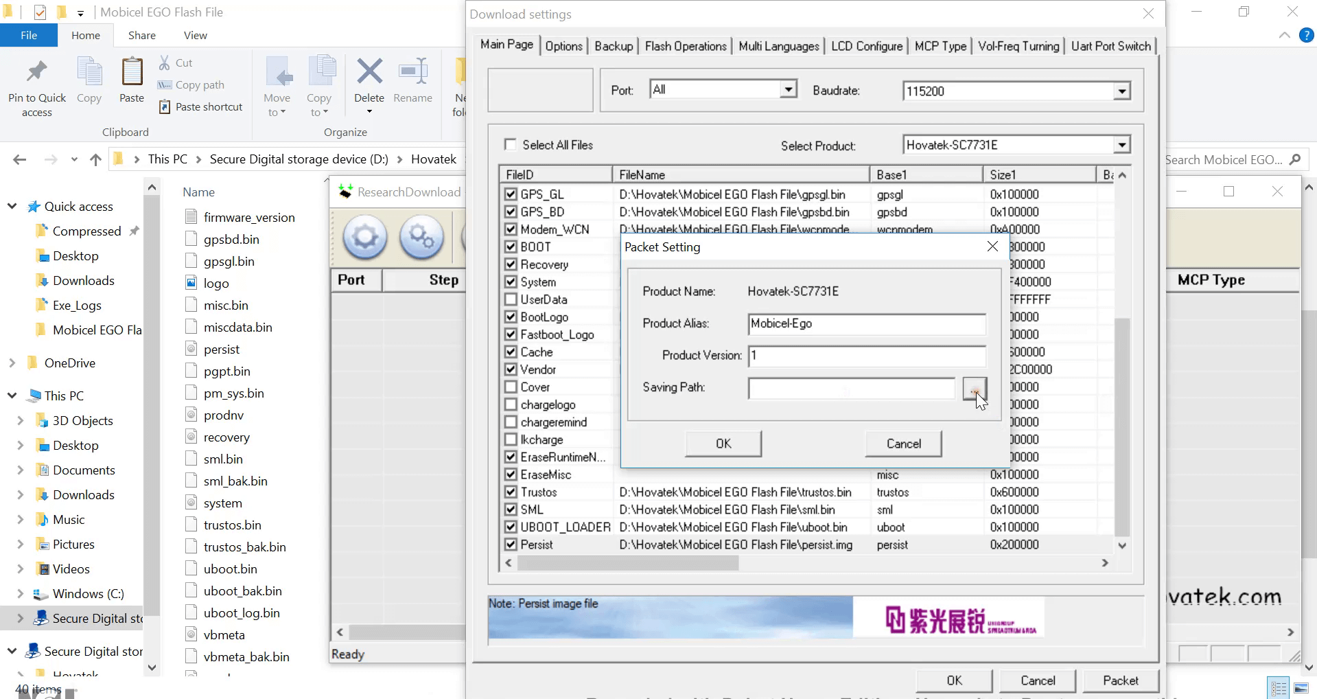 How to use research download tool to create Unisoc / Spreadtrum pac file