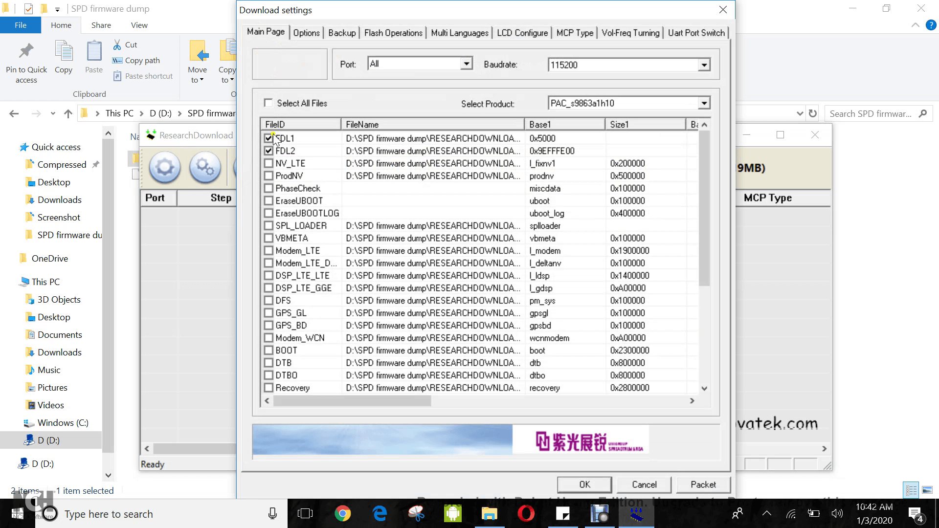 How to use Research Download tool to backup Unisoc (Spreadtrum) firmware