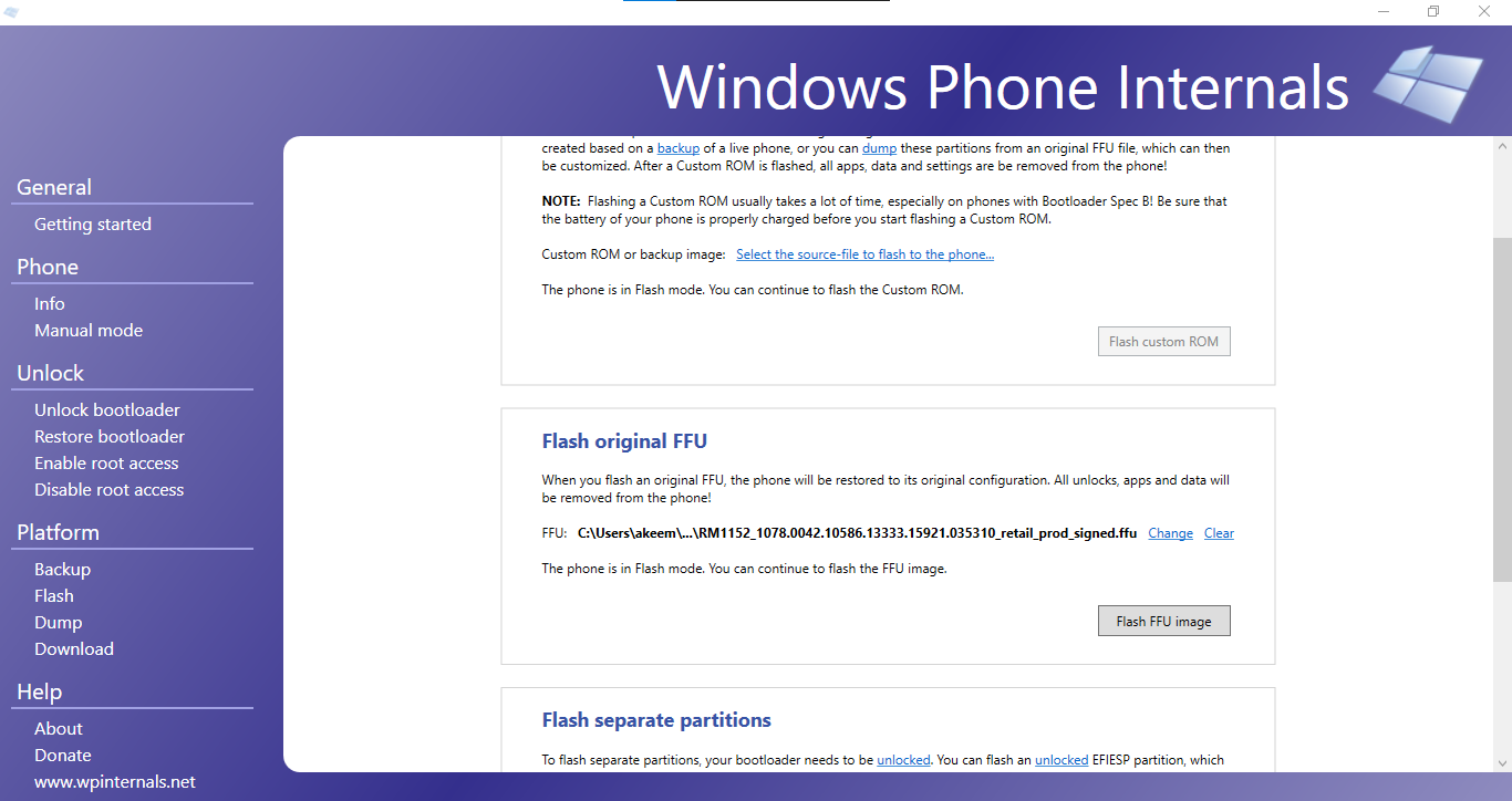 How to use Windows Internals to flash Windows phone