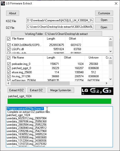 How to extract LG kdz / tot firmware
