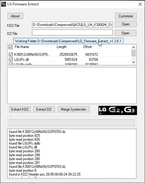 How to extract LG kdz / tot firmware