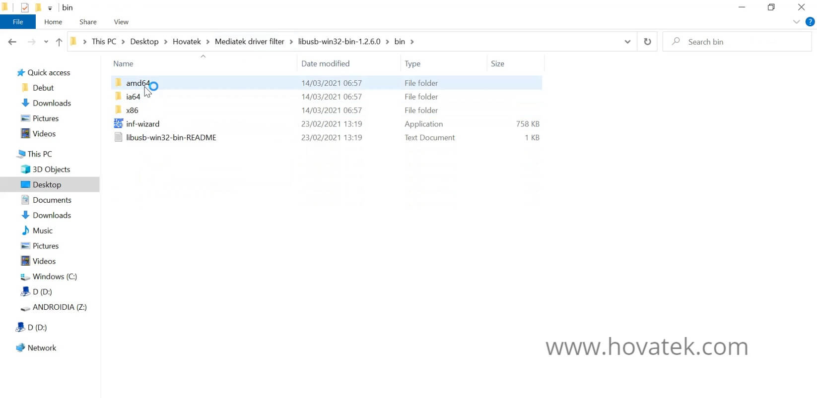 How to install driver filter for Mediatek using libusb