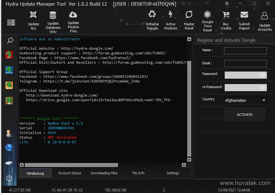 How to setup Hydra Dongle Tool