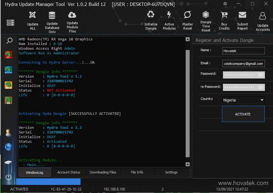 Hydra tool dongle техподдержка
