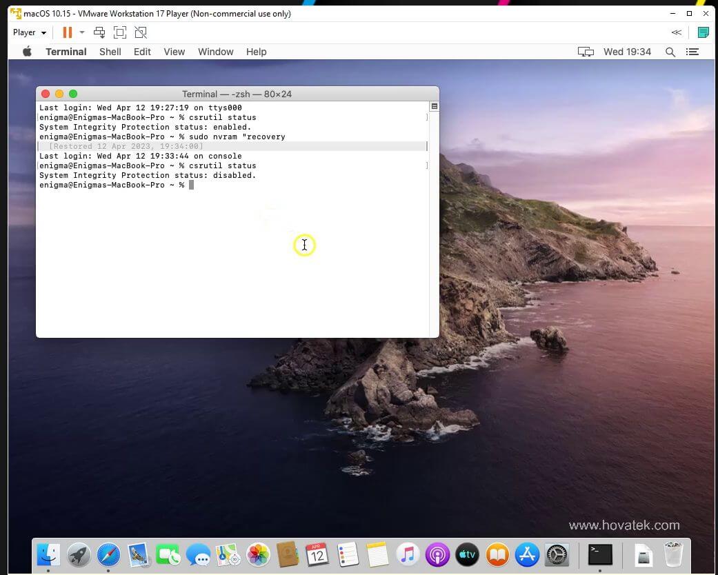 How to enter macOS recovery mode and disable SIP in VMware