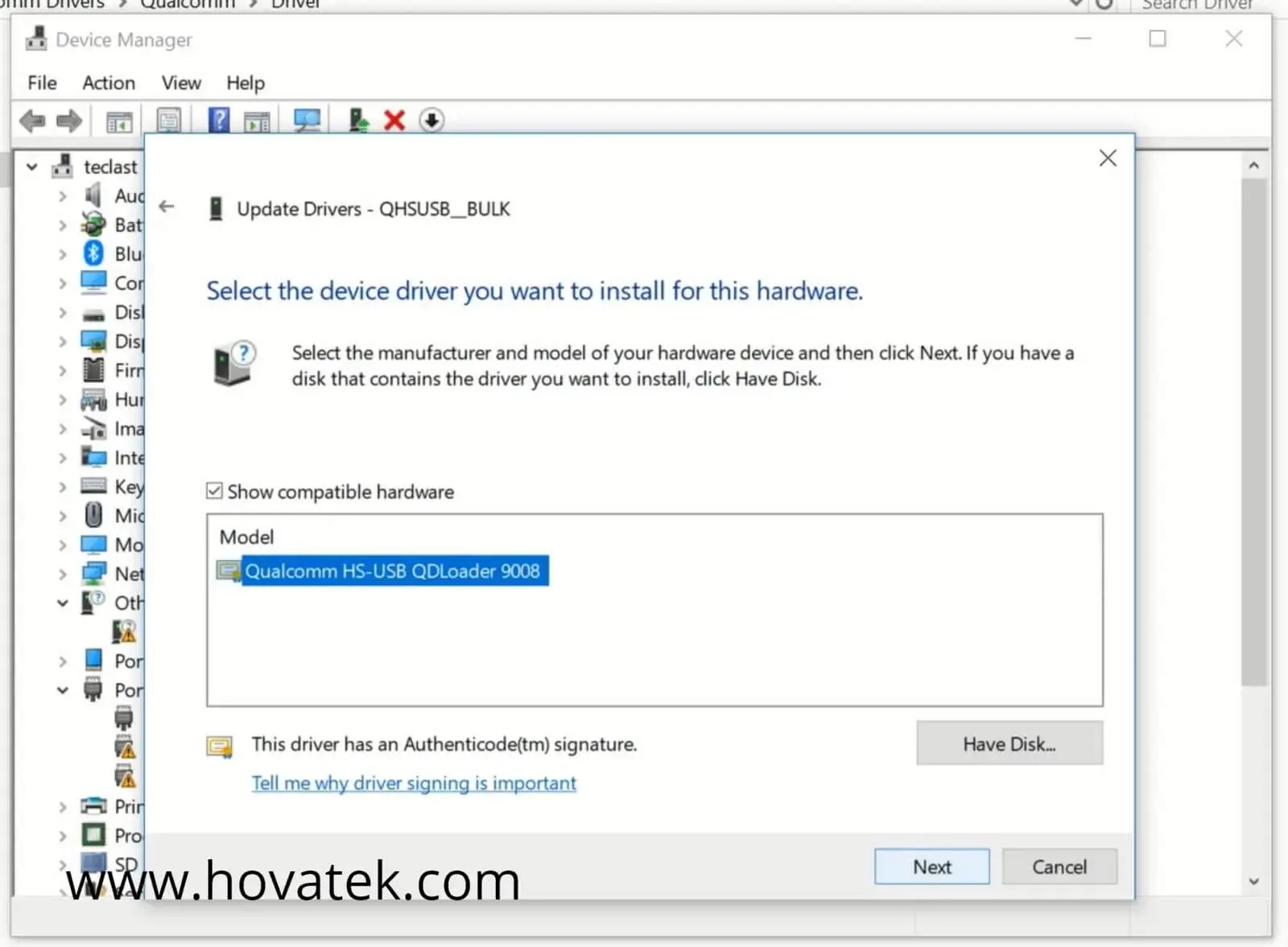 How to install Qualcomm USB drivers on a Windows PC
