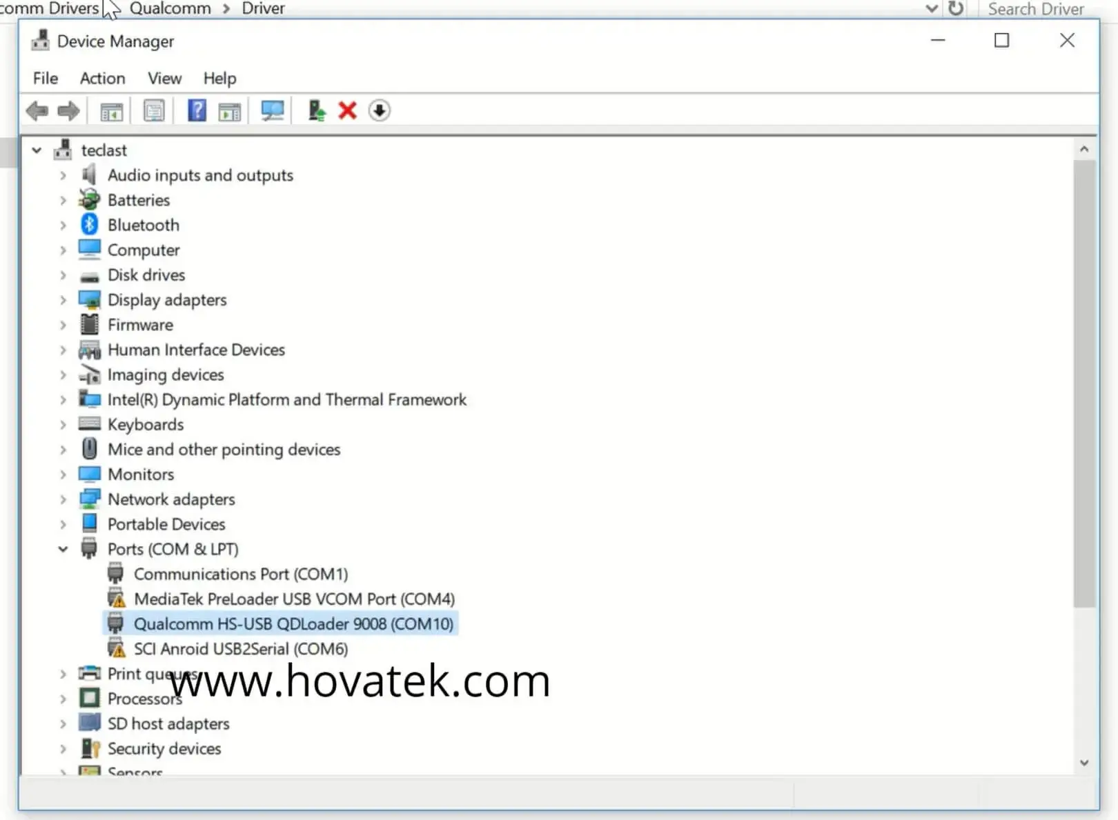 How to install Qualcomm USB drivers on a Windows PC