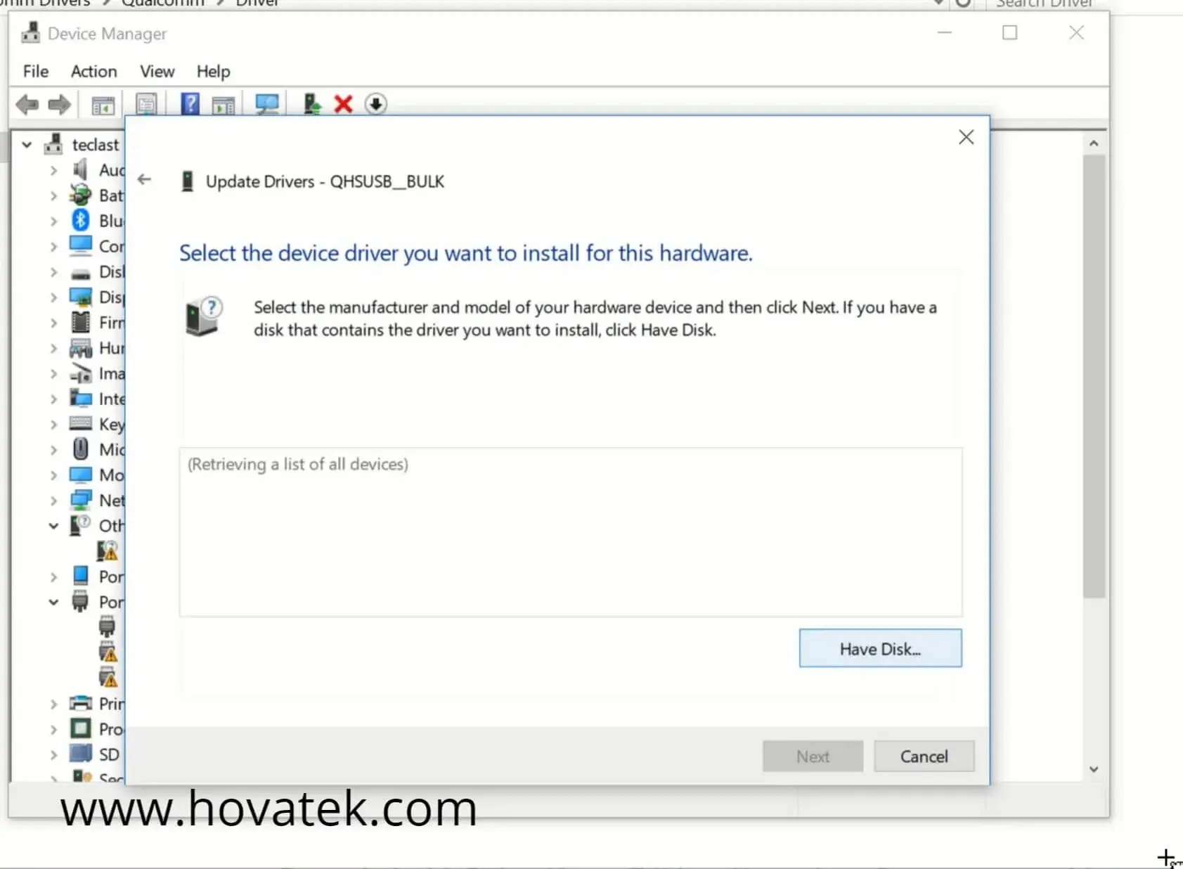 How to install Qualcomm USB drivers on a Windows PC
