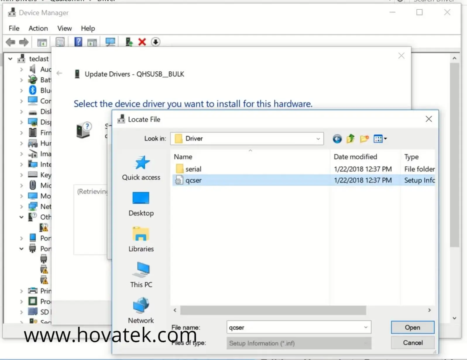 How to install Qualcomm USB drivers on a Windows PC