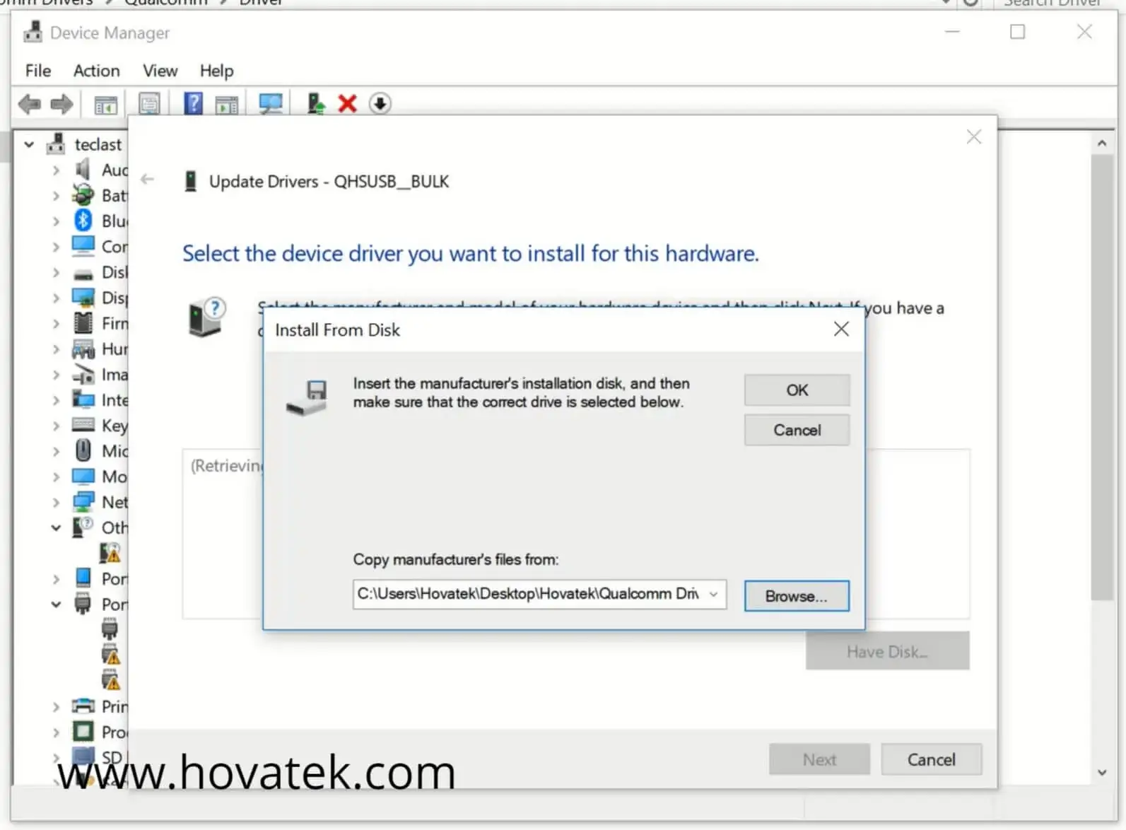 How to install Qualcomm USB drivers on a Windows PC