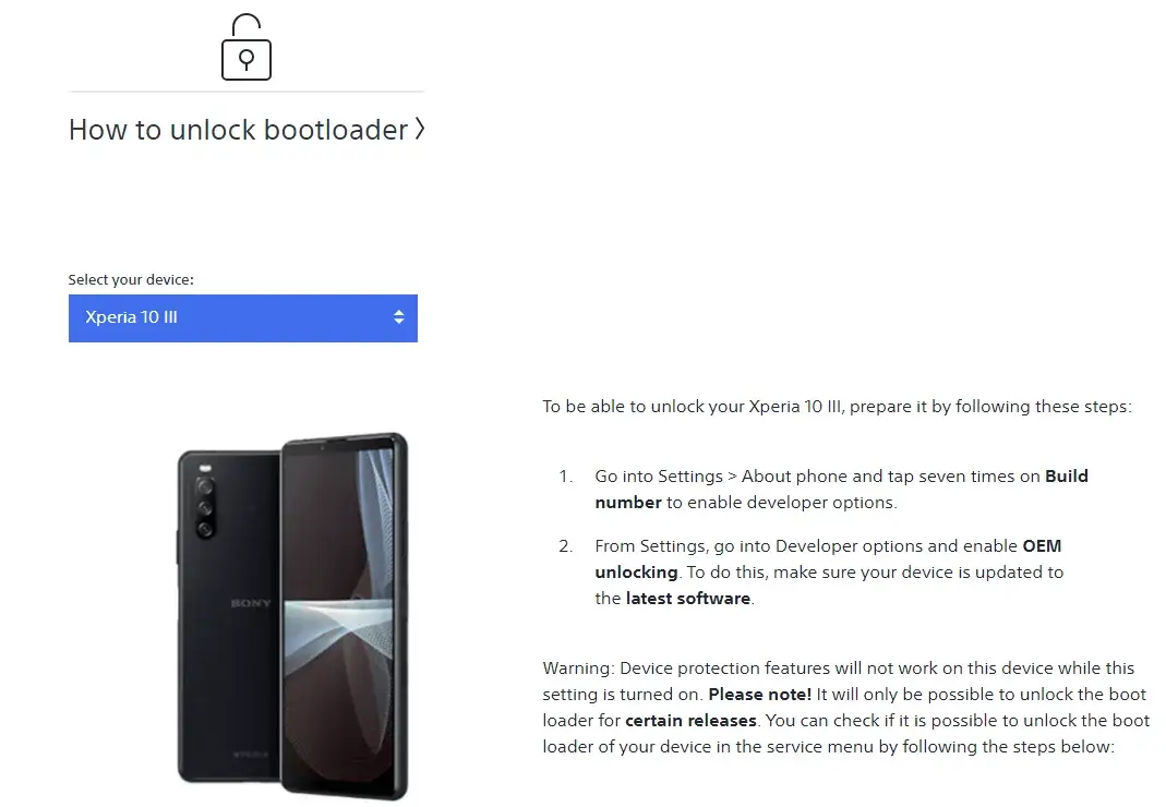How to unlock Sony Xperia bootloader