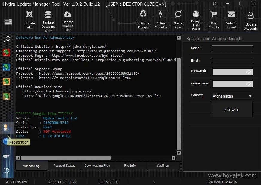 How to setup Hydra Dongle Tool