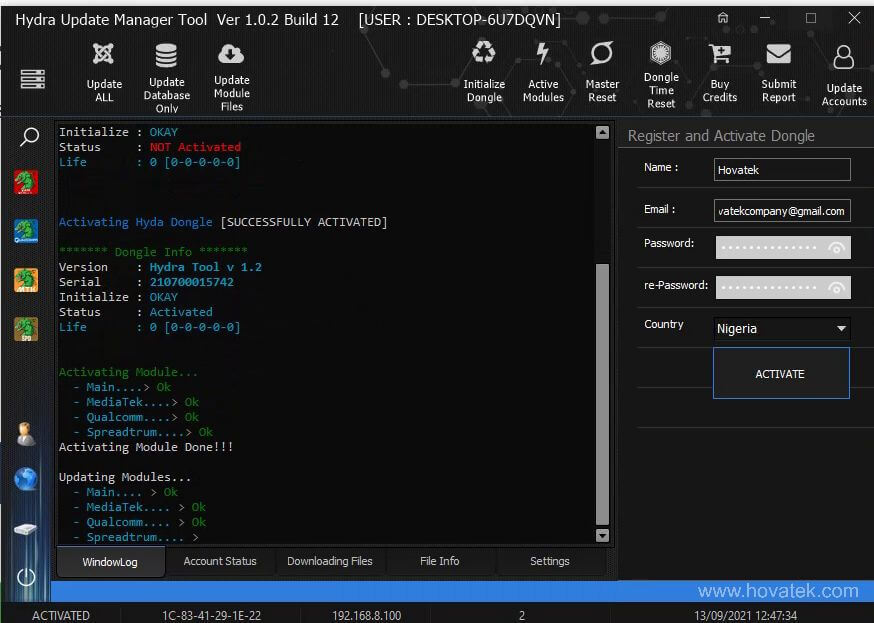 How to setup Hydra Dongle Tool