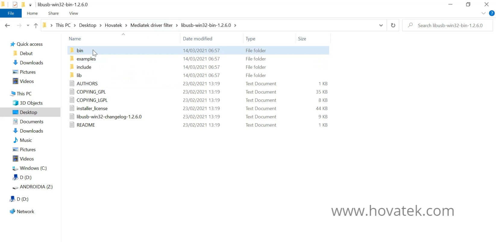 How to install driver filter for Mediatek using libusb