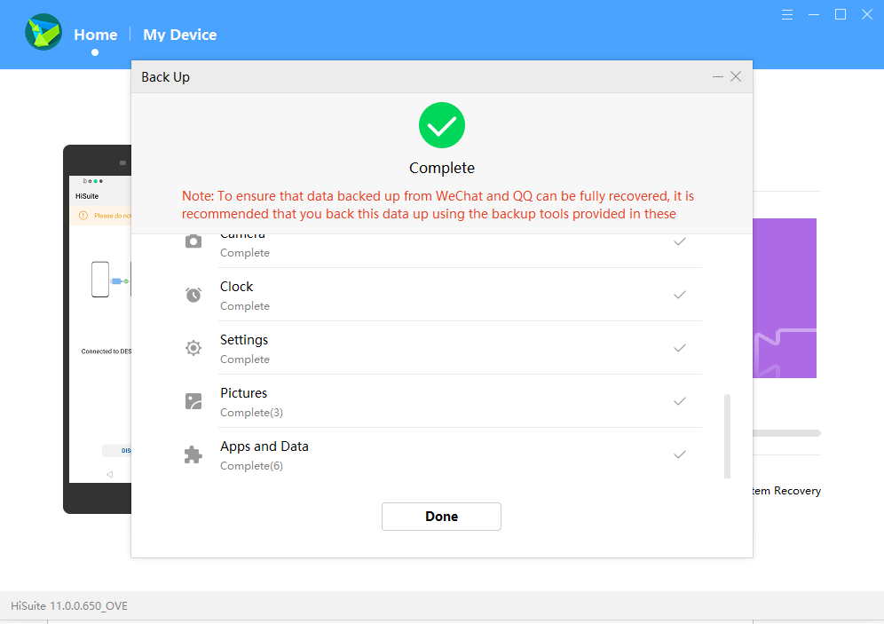 How to back up apps and data on a Huawei smartphone using HiSuite