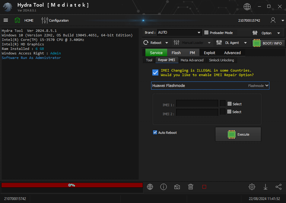 How to use Hydra tool to repair IMEI of Huawei MTK