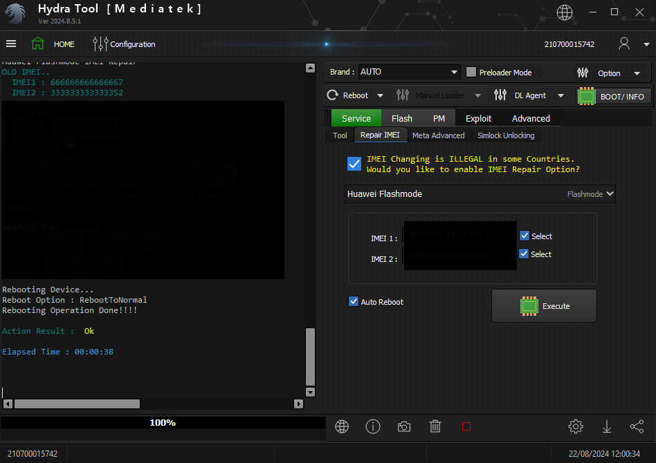 How to use Hydra tool to repair IMEI of Huawei MTK